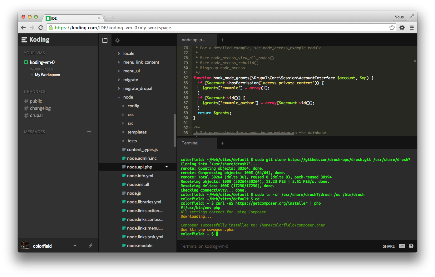 Running Drupal 8 on Koding.com | Colorfield